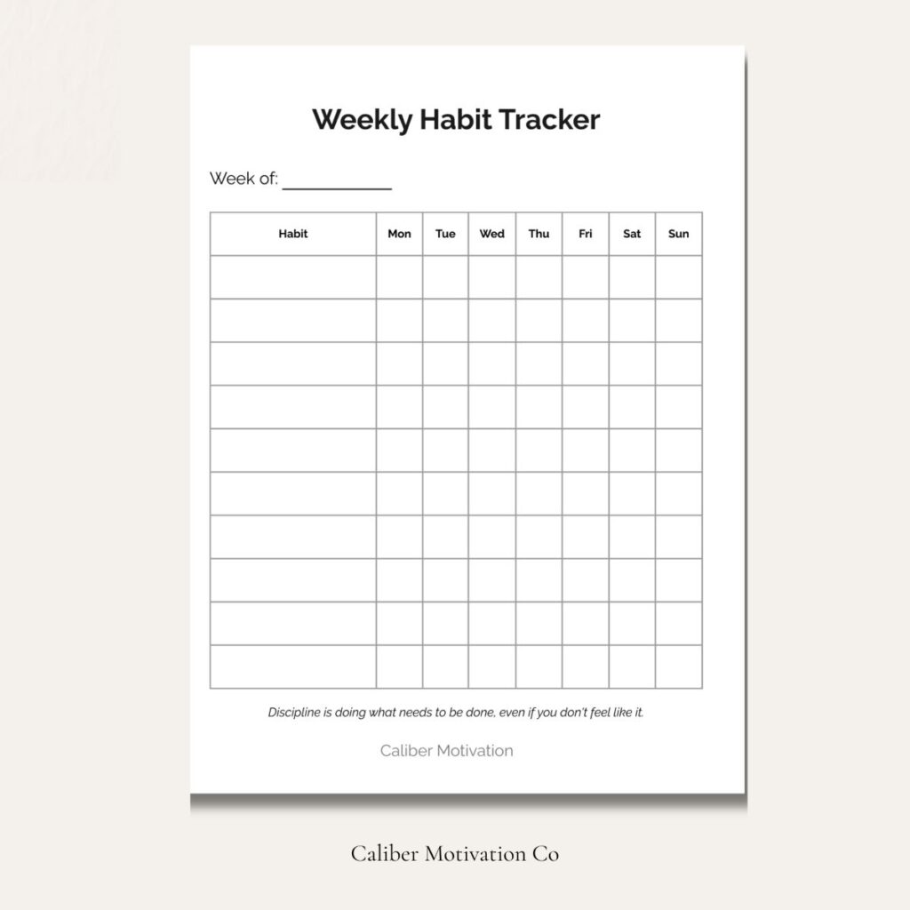 90-Day Printable Habit Tracker - Caliber Motivation